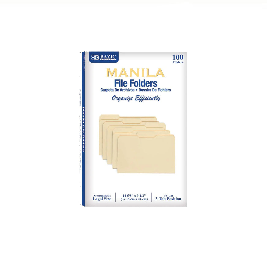 BAZIC FILLER FOLDER MANILA 1/3 – Ranger Wholesale