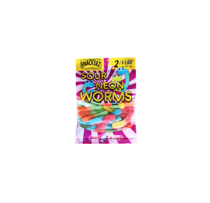 SNACKERZ 2/$1 SOUR NEON WORMS – Ranger Wholesale